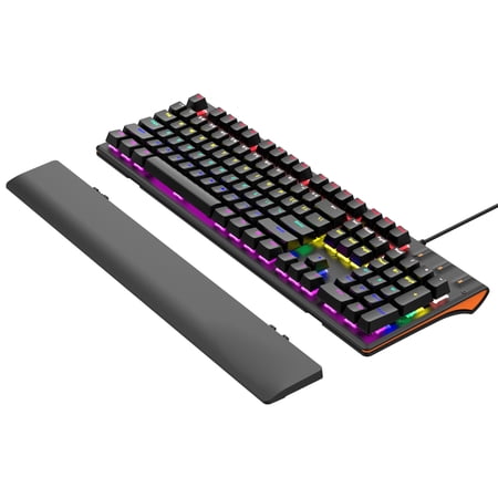 Wired Mechanical Keyboard, 104 Keys RGB Lighting Gaming Keyboard Smooth ...