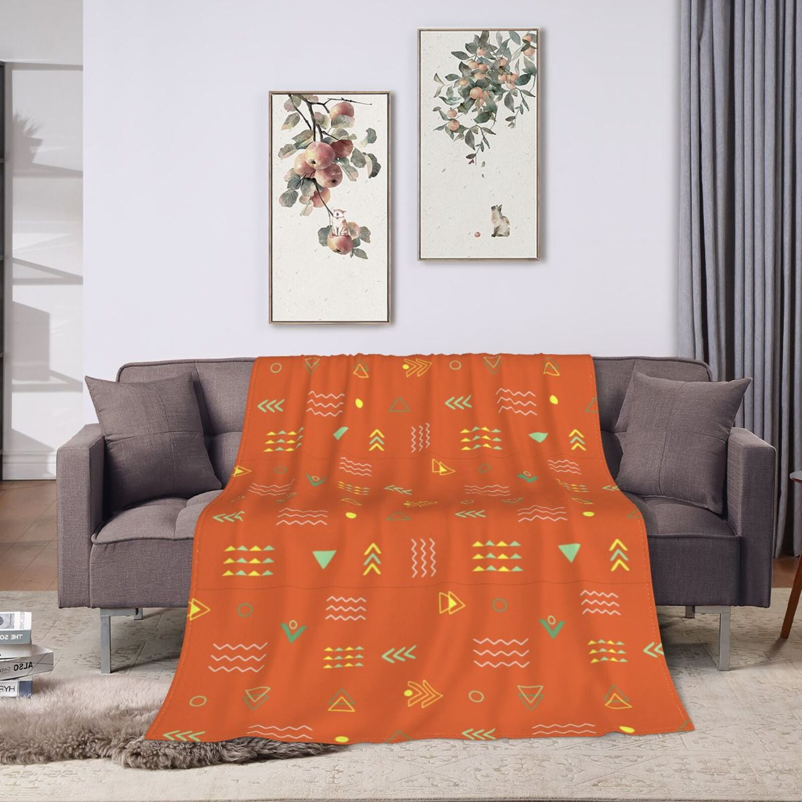 ZNDUO Geometric Decorative Retro Tribe Pattern Throw Blanket ...