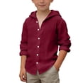 Boys Hooded Button-Down Shirt with Long Sleeves – Casual Summer Beach ...