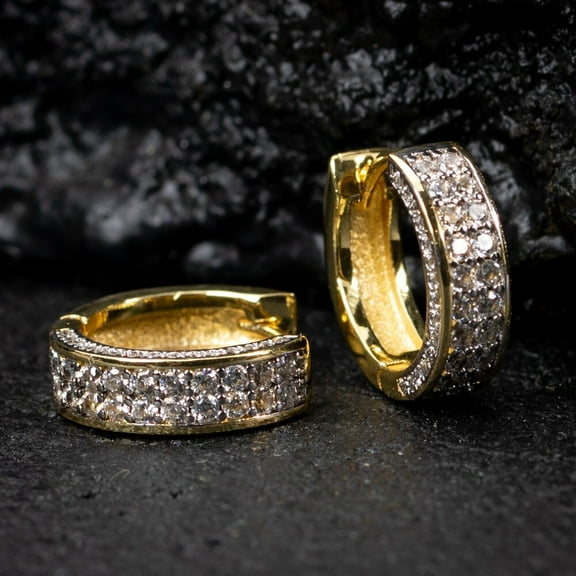 1 Ct Round Cut Simulated Diamond Men's Cross Huggie Hoop Earrings 14K ...