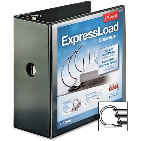 Cardinal ExpressLoad ClearVue Locking D-Ring Binder, 5" Cap, 11 x 8 1/2 ...