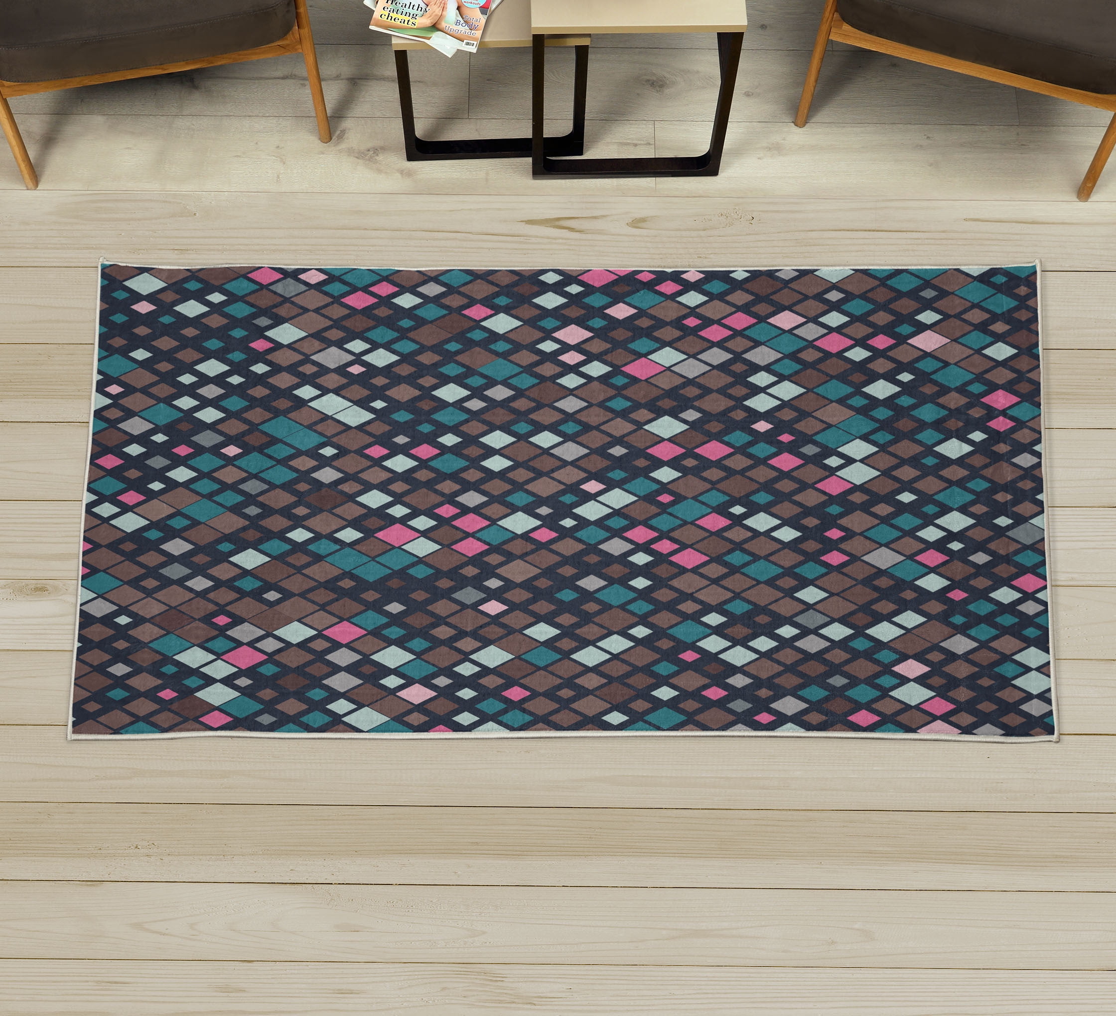 Ethnic Decorative Rug, Retro Mosaic Creative Pattern Square Rhythm ...