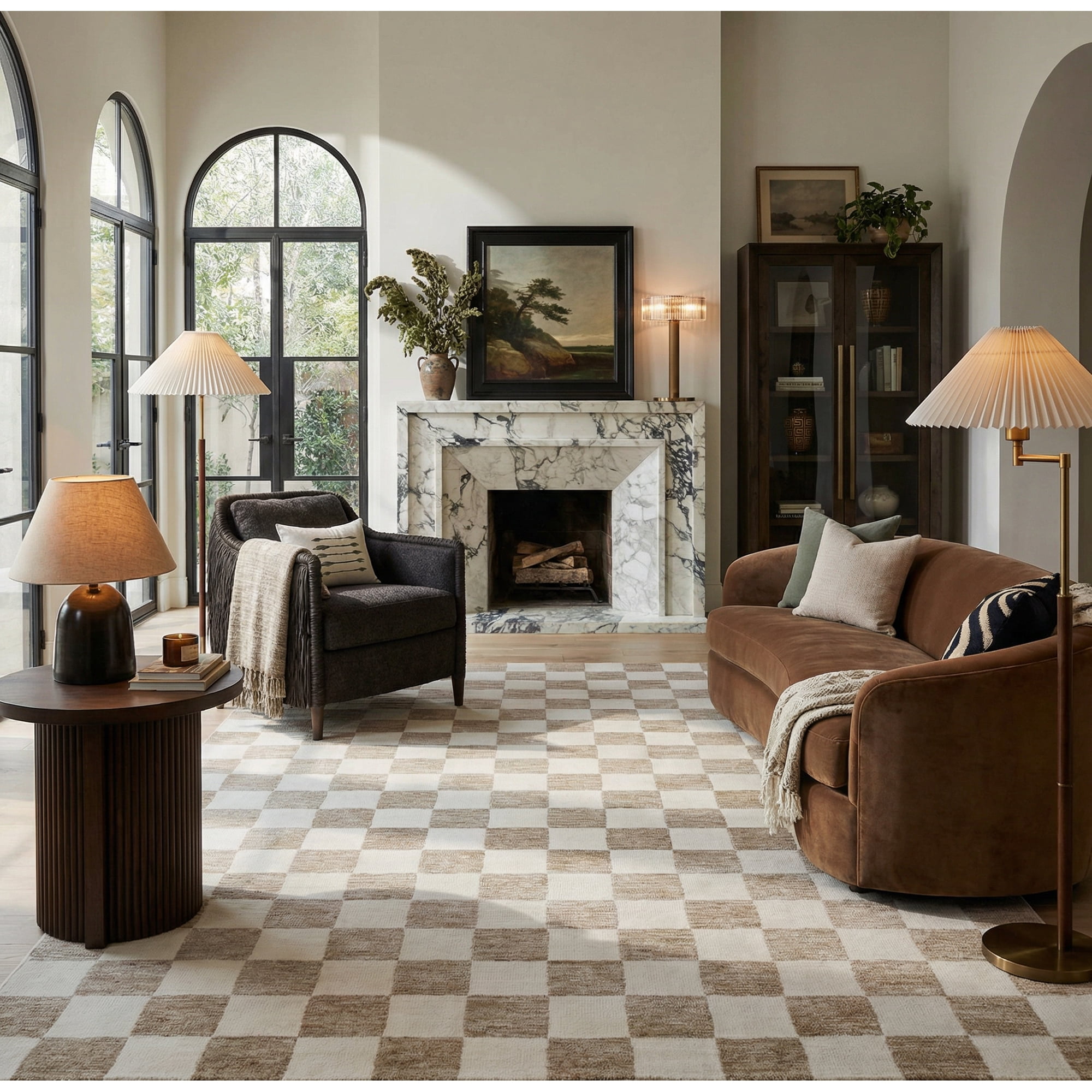 Click here for Rug Branch Maya Checkered Modern Beige Brown Indoo... prices