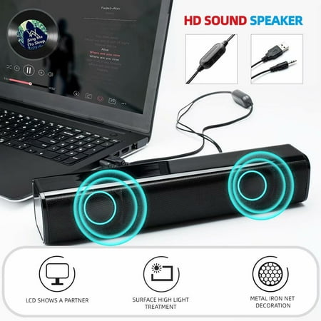 USB 2.0 Wired Computer Speaker 6W Desktop Speaker Stereo Sound for ...