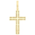 10K Yellow Gold Real Baguette Diamond Charm Tiered Latin Cross Pendant ...