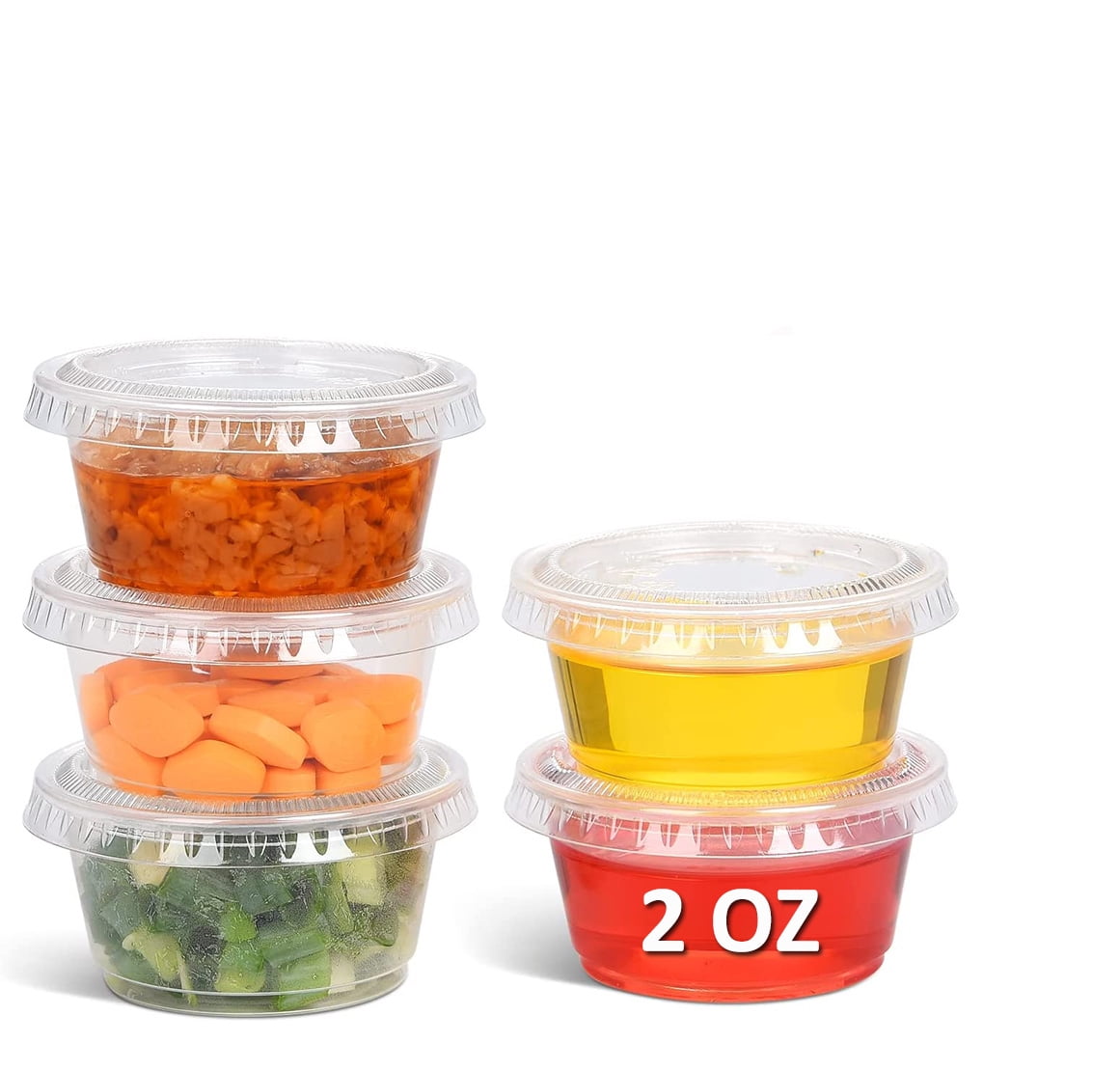 1 sets - 2oz] Disposable Plastic Souffle / Portion Cups with Lids Bulk ...