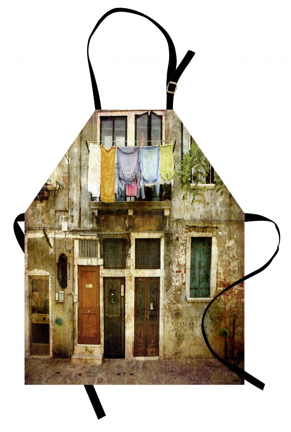 Venice Apron Old Weathered Building Facade with Hanged Clothes Murano ...
