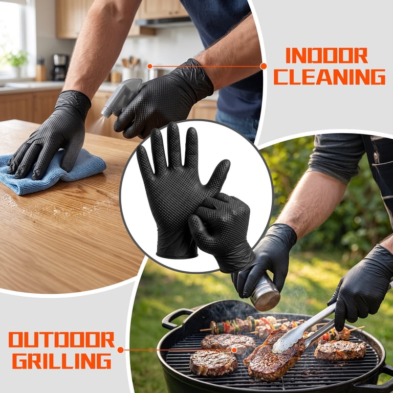 Heavy Duty Mechanic Gloves 10 Mil Nitrile Gloves Diamond Grip 10 Mil ...