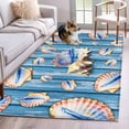Coastal Shells Area Rug 3x5 Washable Rug Non Slip Summer Ocean Waves ...