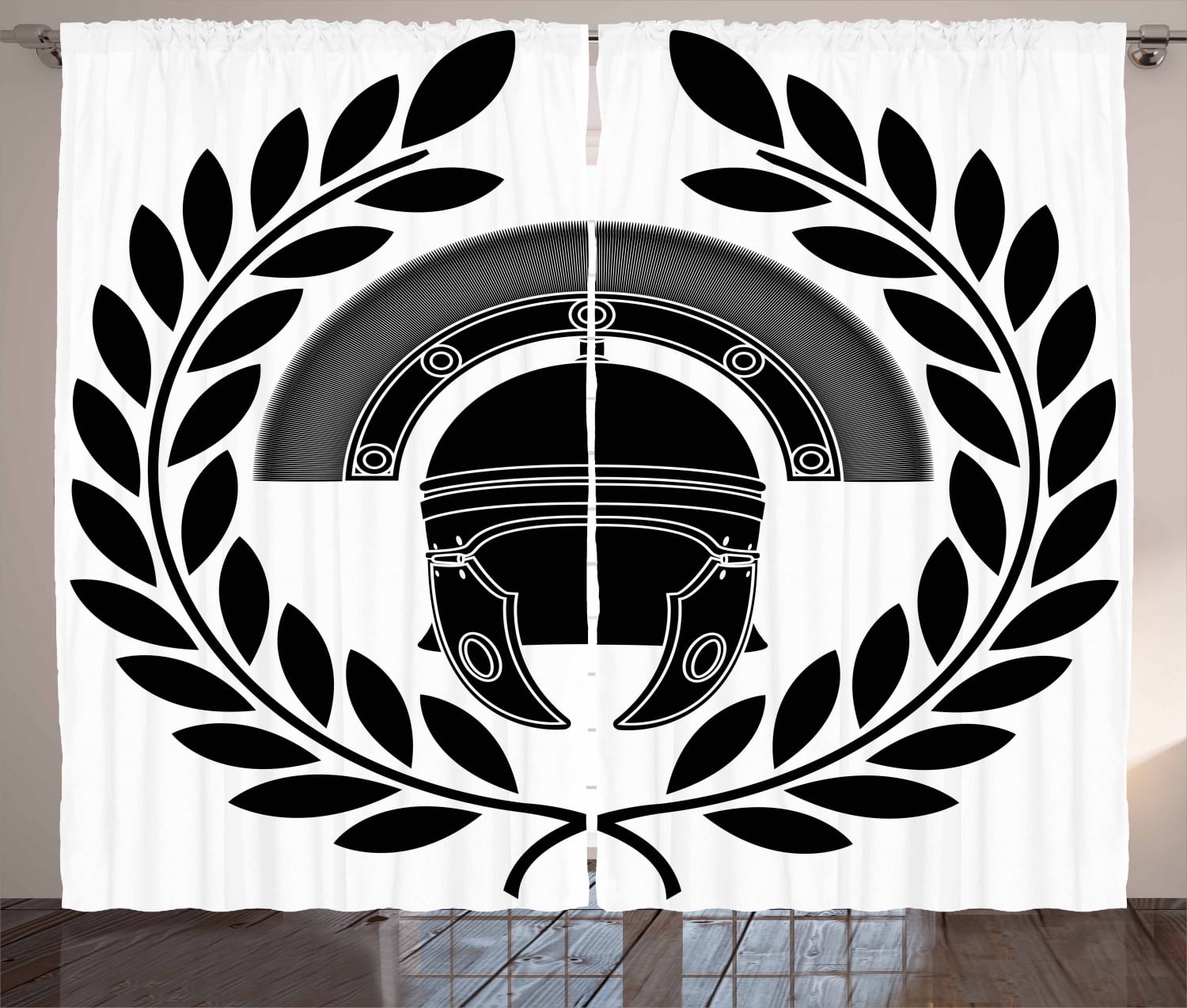 Toga Party Curtains 2 Panels Set, Ancient Greek Shield and Helmet ...