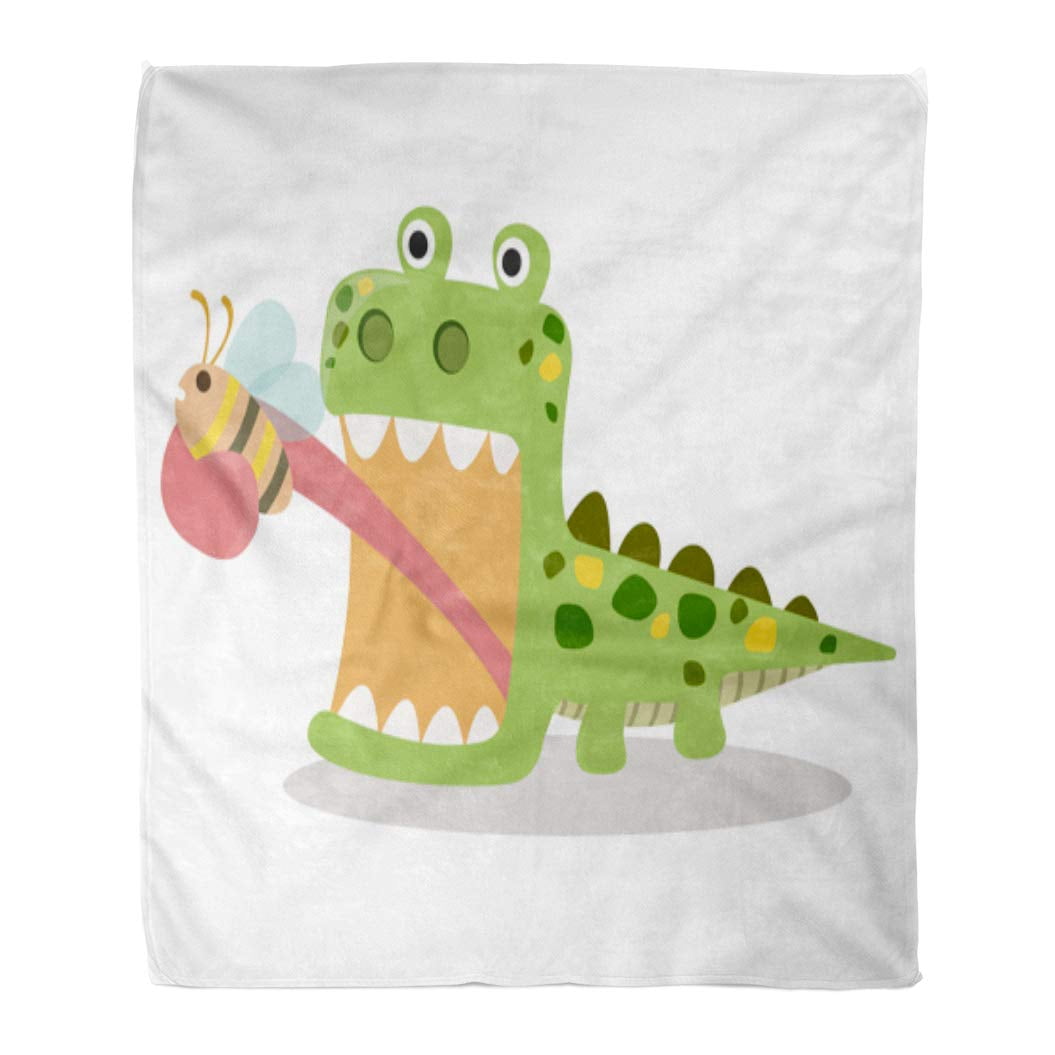 SIDONKU Flannel Throw Blanket Cute Lizard Eating Bug Tongue Cartoon ...