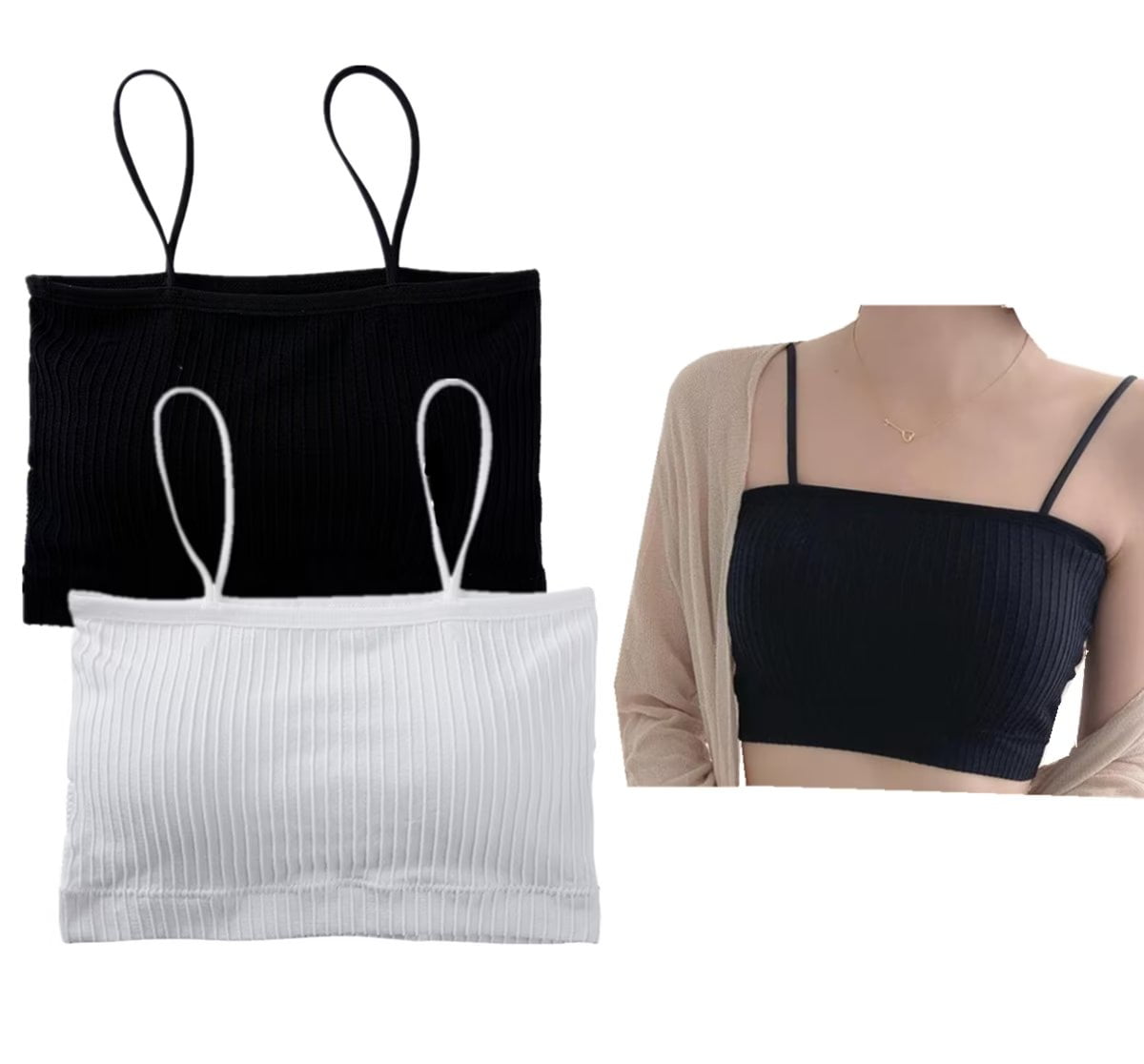 MANJIAMEI Women Tube Top Bras Bandeau with Straps Removable Padded ...