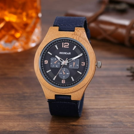 Natural Bamboo Wood Watches for Men, Hand Watch with Quartz Lightweight ...