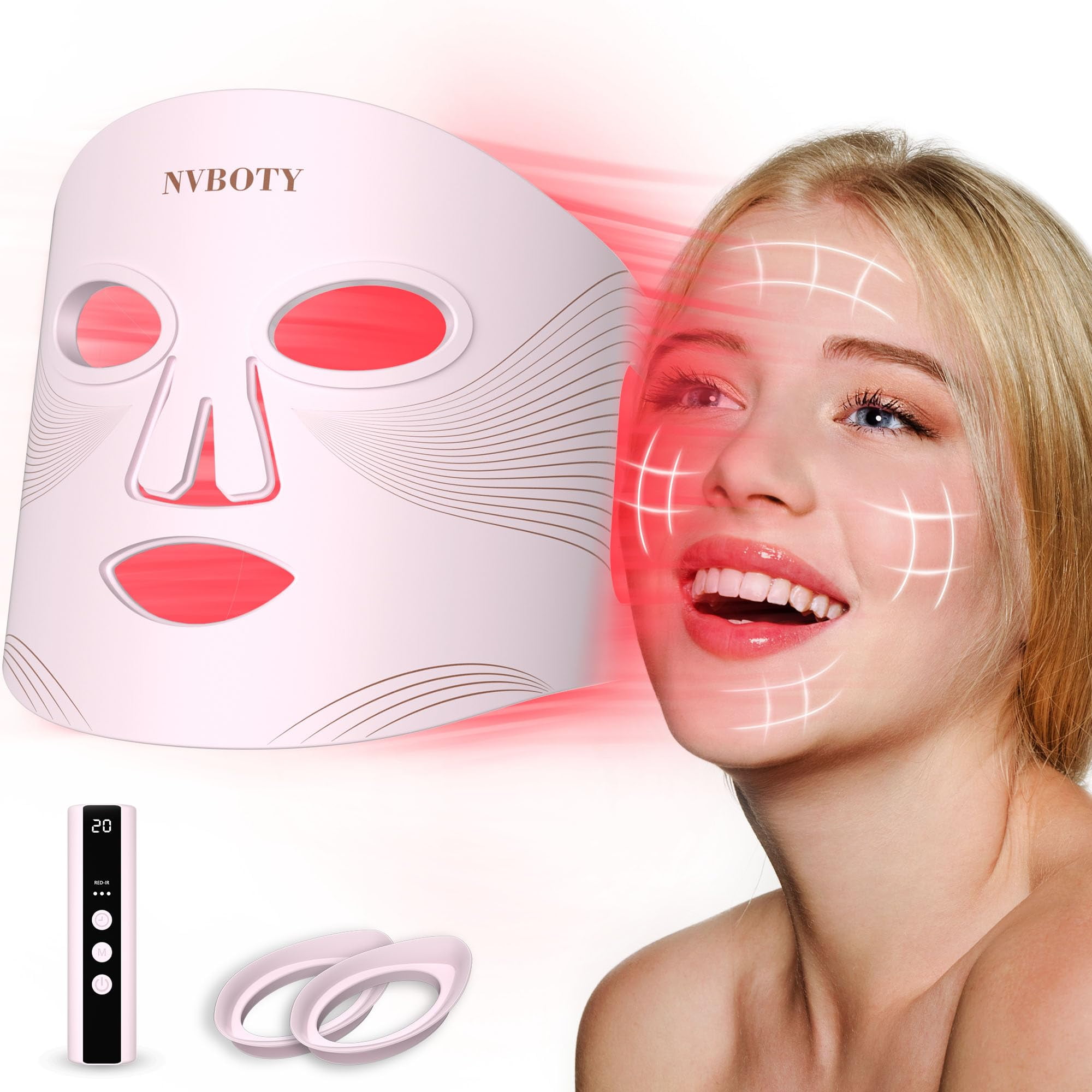 Mascarilla facial LED para terapia de luz NVBOTY, 400 LED, 850 nm ...