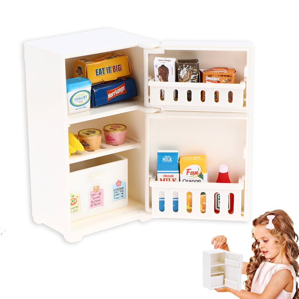 16 Pieces Toy Refrigerator, Miniature Dollhouse Accessories for Kids ...