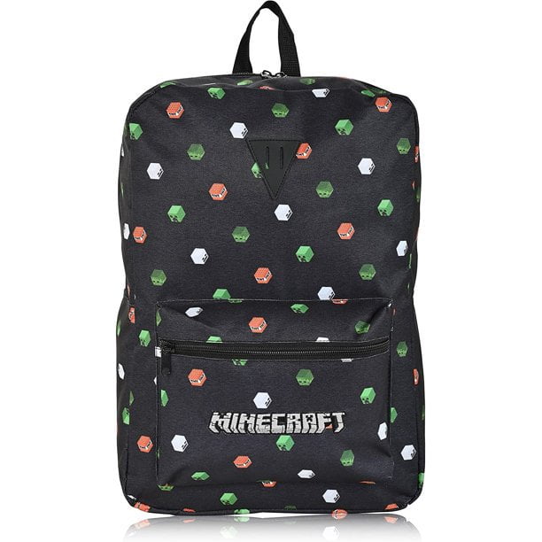 Minecraft 3 Piece Backpack Set - Color (Black Allover & Size (One Size ...