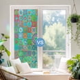 Abstract Ethnic Green Pattern Window Privacy Film, Rainbow Film ...