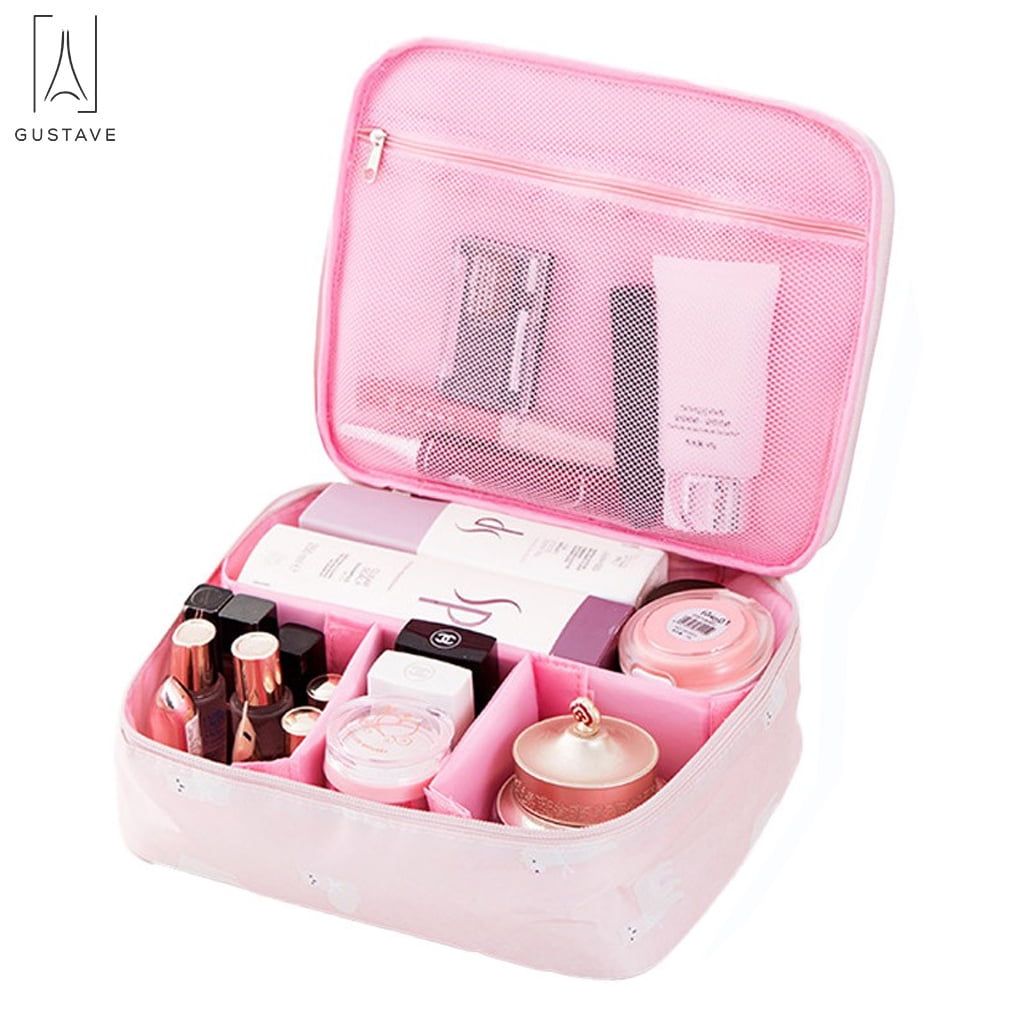 GustaveDesign Portable Large Makeup Case Multifunction Travel Cosmetic ...