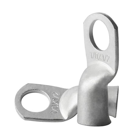 PONFY 10PCS Tinned Pure Copper y Lugs,1/0 AWG - 1/2" UL Listed Ring ...