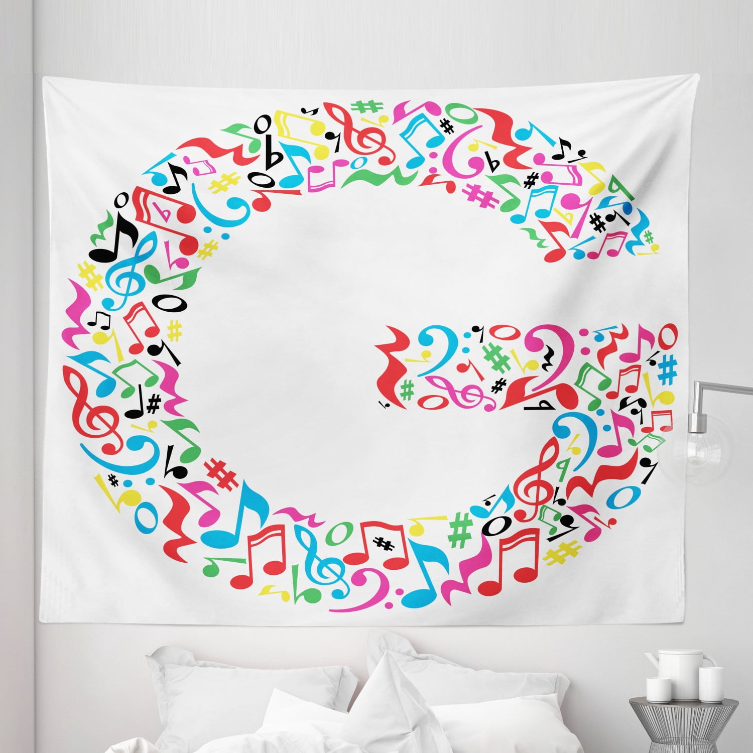 Letter G Tapestry, Majuscule G and Music Inspired Theme Colorful ...