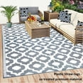 B-USA Outdoor Plastic Straw Patio Rugs-5' X 7' Grey Reversible Portable ...