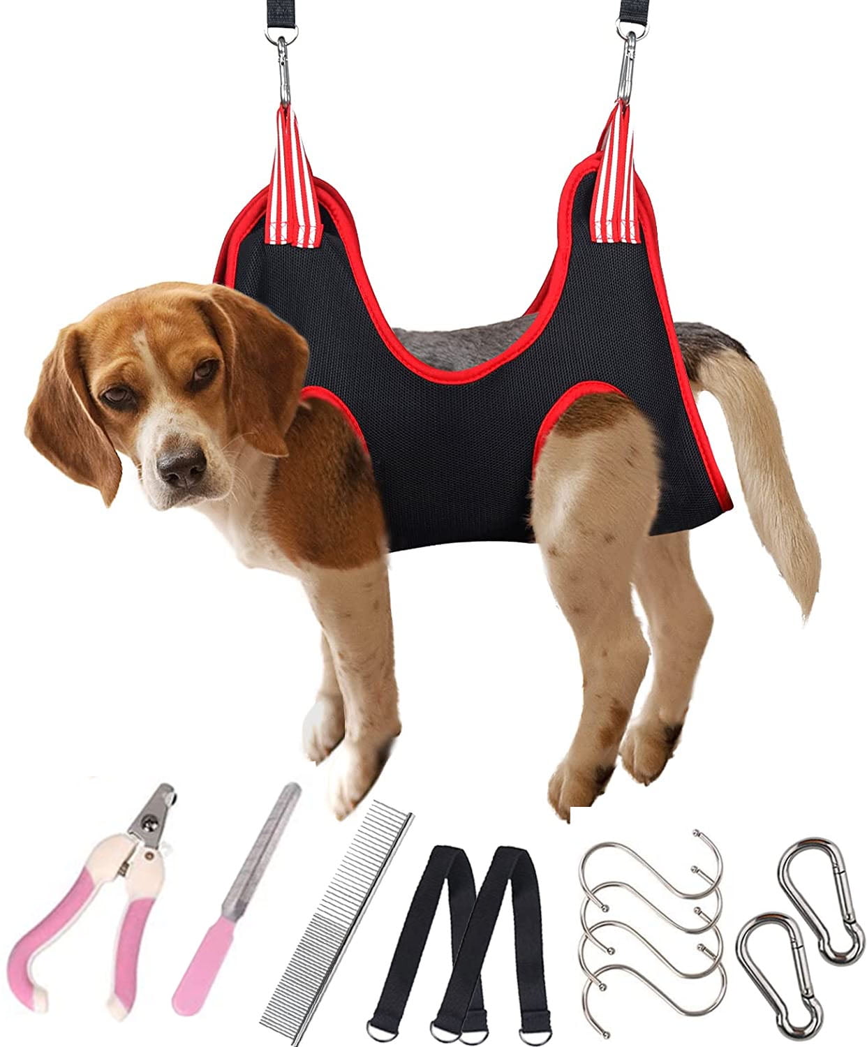 Oneisall Dog Grooming Hammock Harness for Pet Nail Trimming, Breathable ...