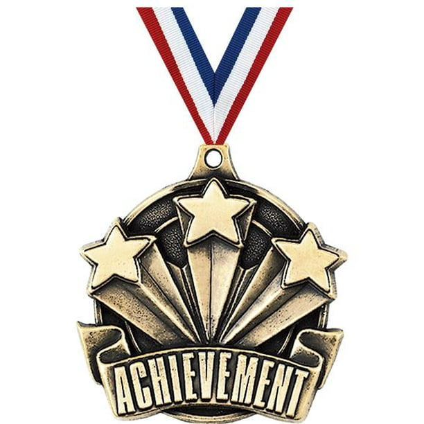 Achievement Medals, 2" Gold Diecast Achievement Medal Award 1 Pack ...
