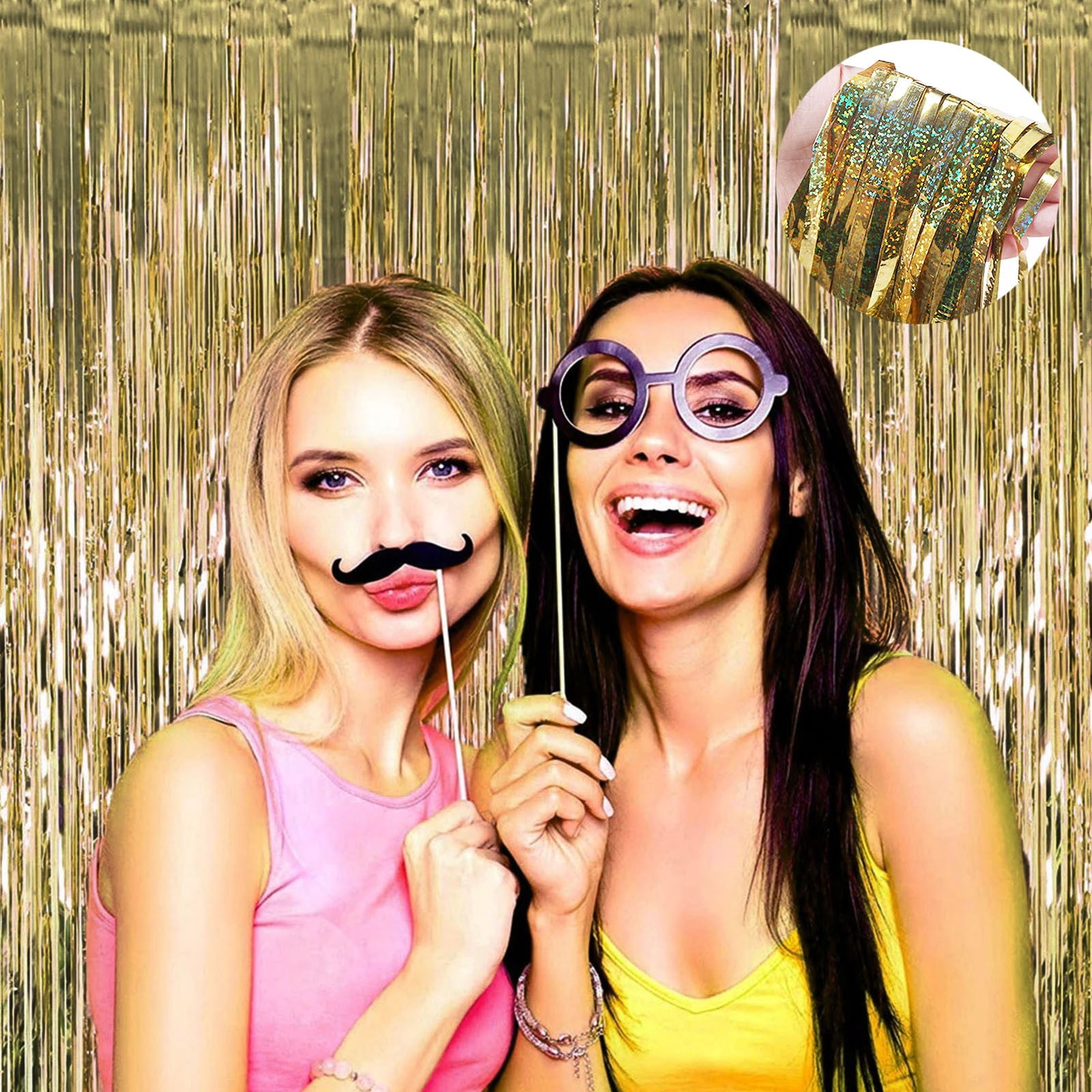 Click here for Kingtowag Foil Curtains Shimmer Metallic Tinsel Pa... prices