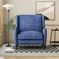 Oversized Textured Fabric Pushback Recliner, Navy Blue and Dark Brown ...