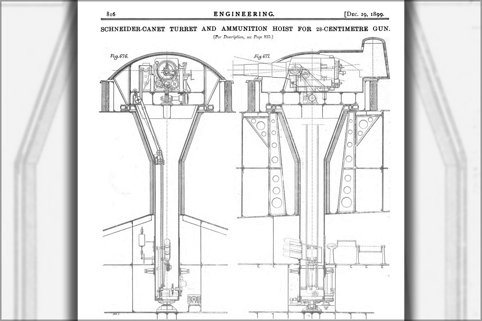 24"x36" Gallery Poster, Schneider-Canet 28 cm single barbette turret of ...