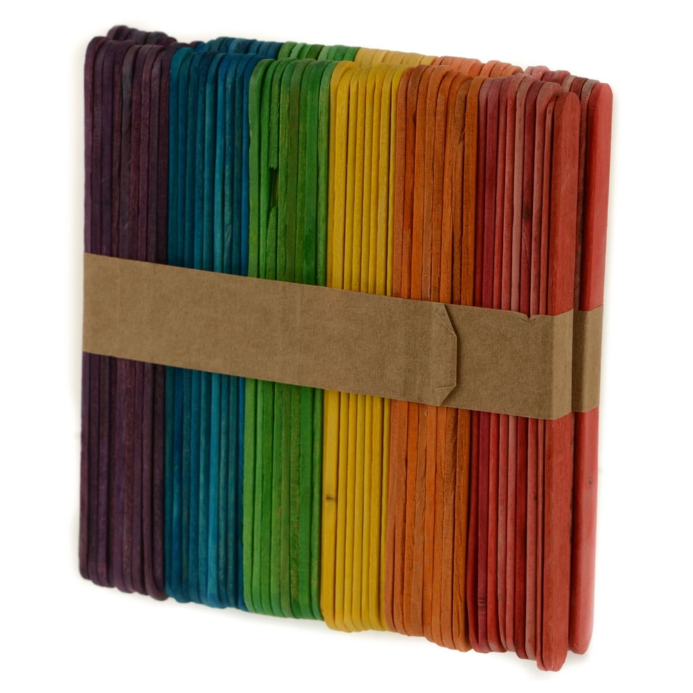 [100 Pack] Multi Colored Wooden Craft Sticks - Great for Arts and ...
