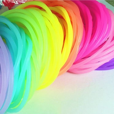 GOGO 100 Pcs Jelly Bracelets, 80s Rubber Wristbands, Thin Silicone ...