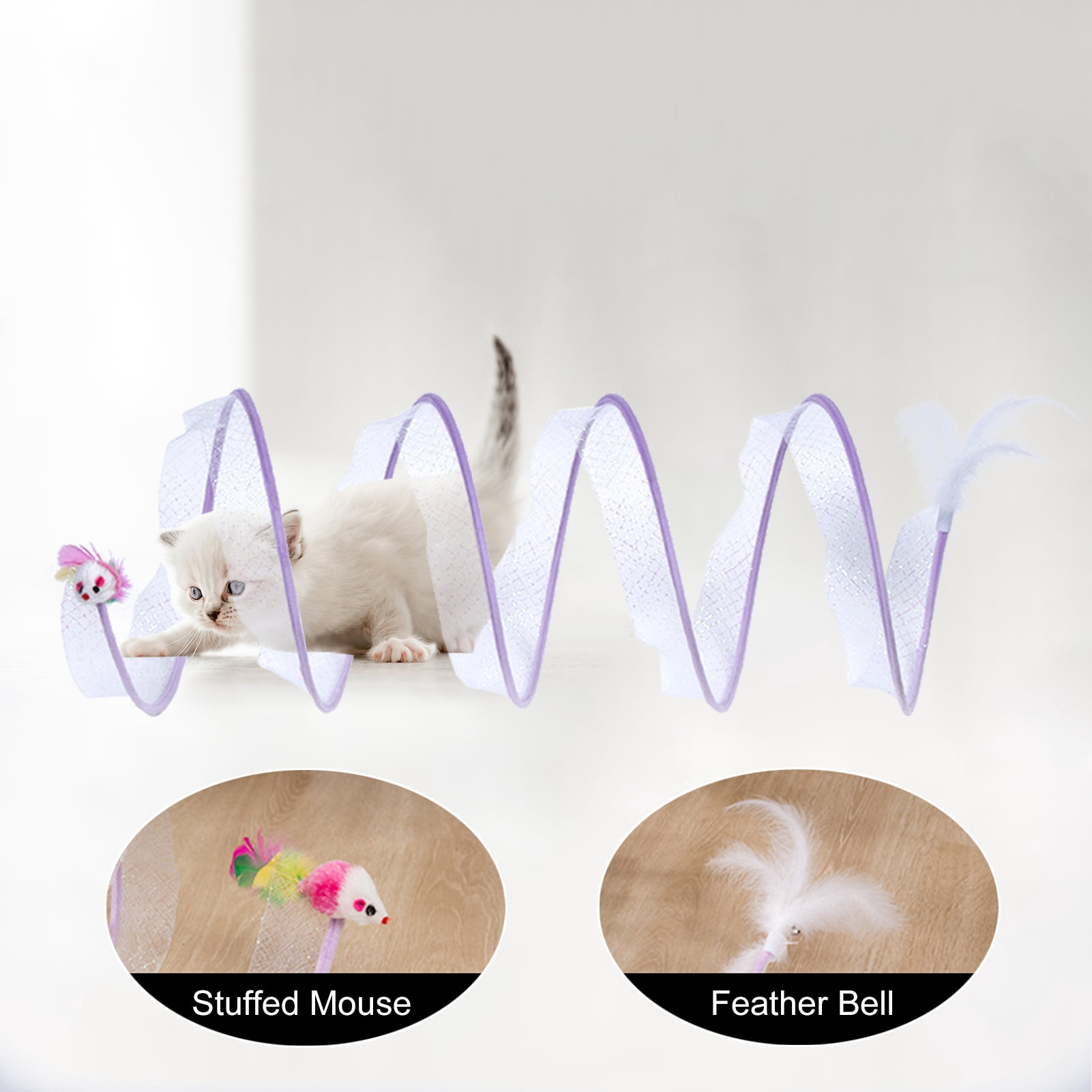 Walbest Folded Cat Tube Tunnel with Feathers Indoor Exercise Cats ...