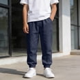 BOOMNY Toddler Boys Cotton Linen Pants Elastic Waist Solid Color Wide ...