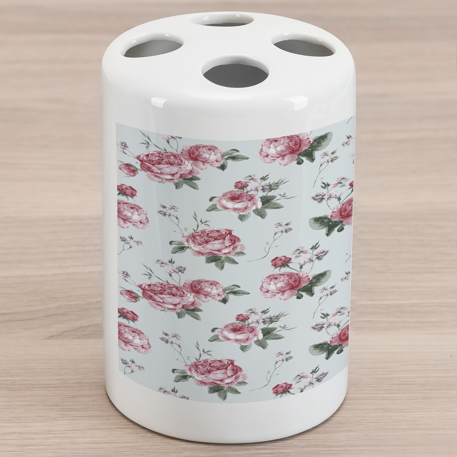 Rose Ceramic Toothbrush Holder, Blooming English Rose Watercolor ...