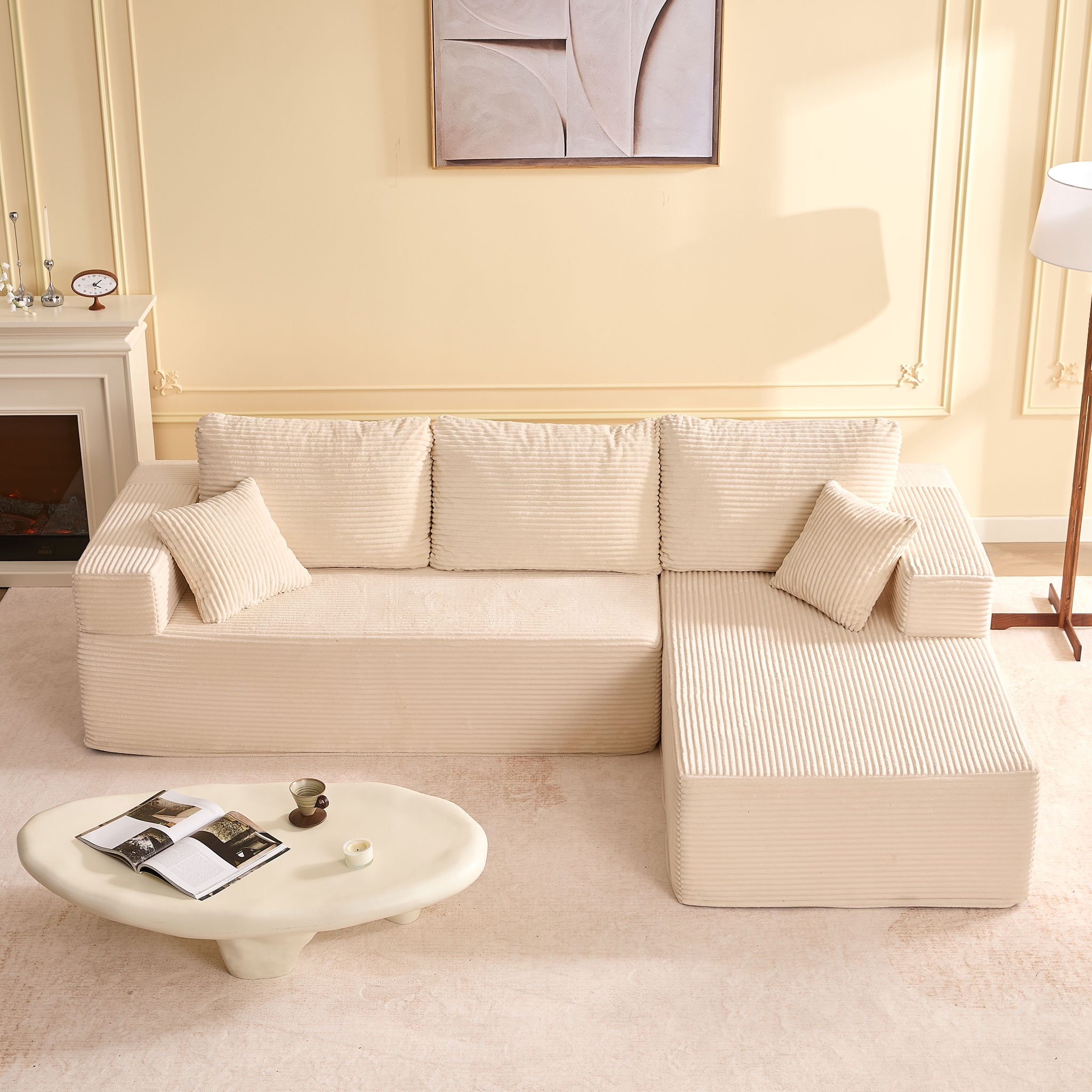 BIGSYY Modern Style 107 inches Boneless Couch, Modular Couch for Living ...