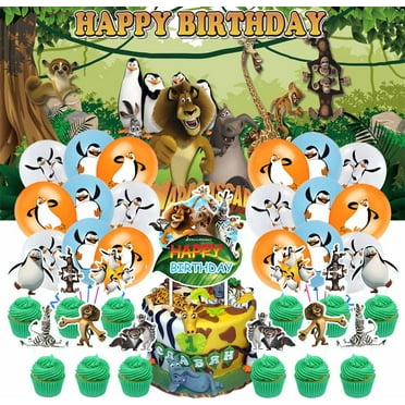 Madagascar Plates Tableware Balloons Party Supplies Cake Topper Banner ...