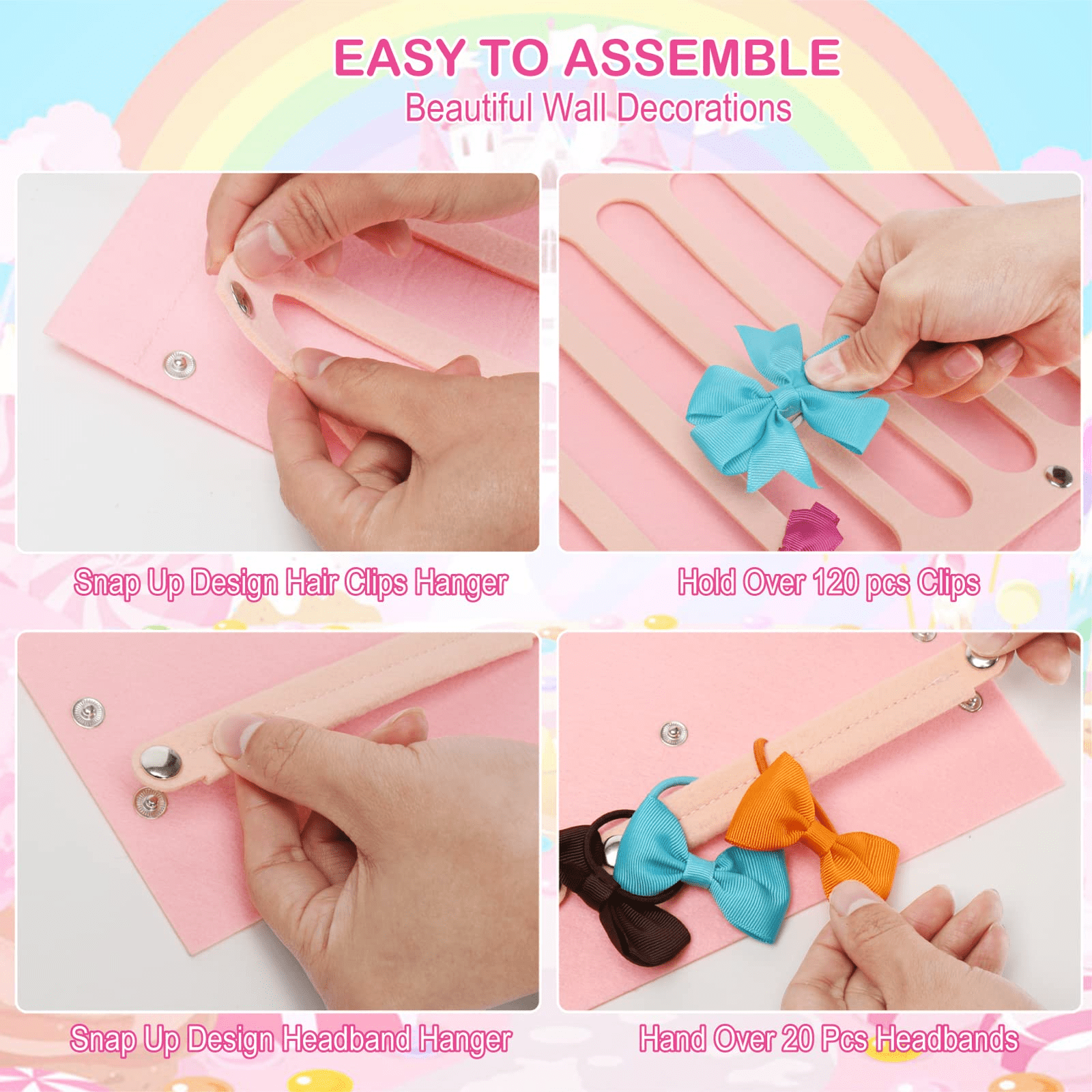 Hair Bows Holder Large Capacity Hair Clips Storage Hanger Girl Room ...