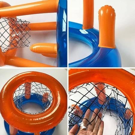 Inflatable Pool Basketball Hoop, Pool Basketball Toy with Throwing Ring ...