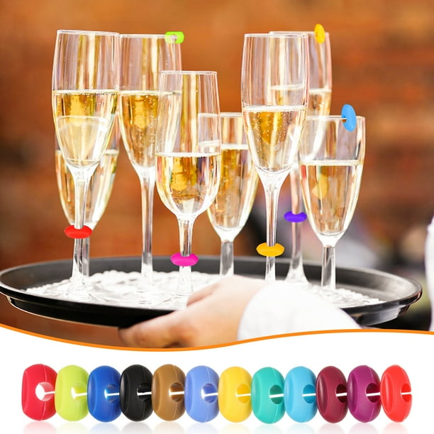 24Pcs Goblet Markers Beverage Anti-Skid Silicone Identifier Drinks Cups ...