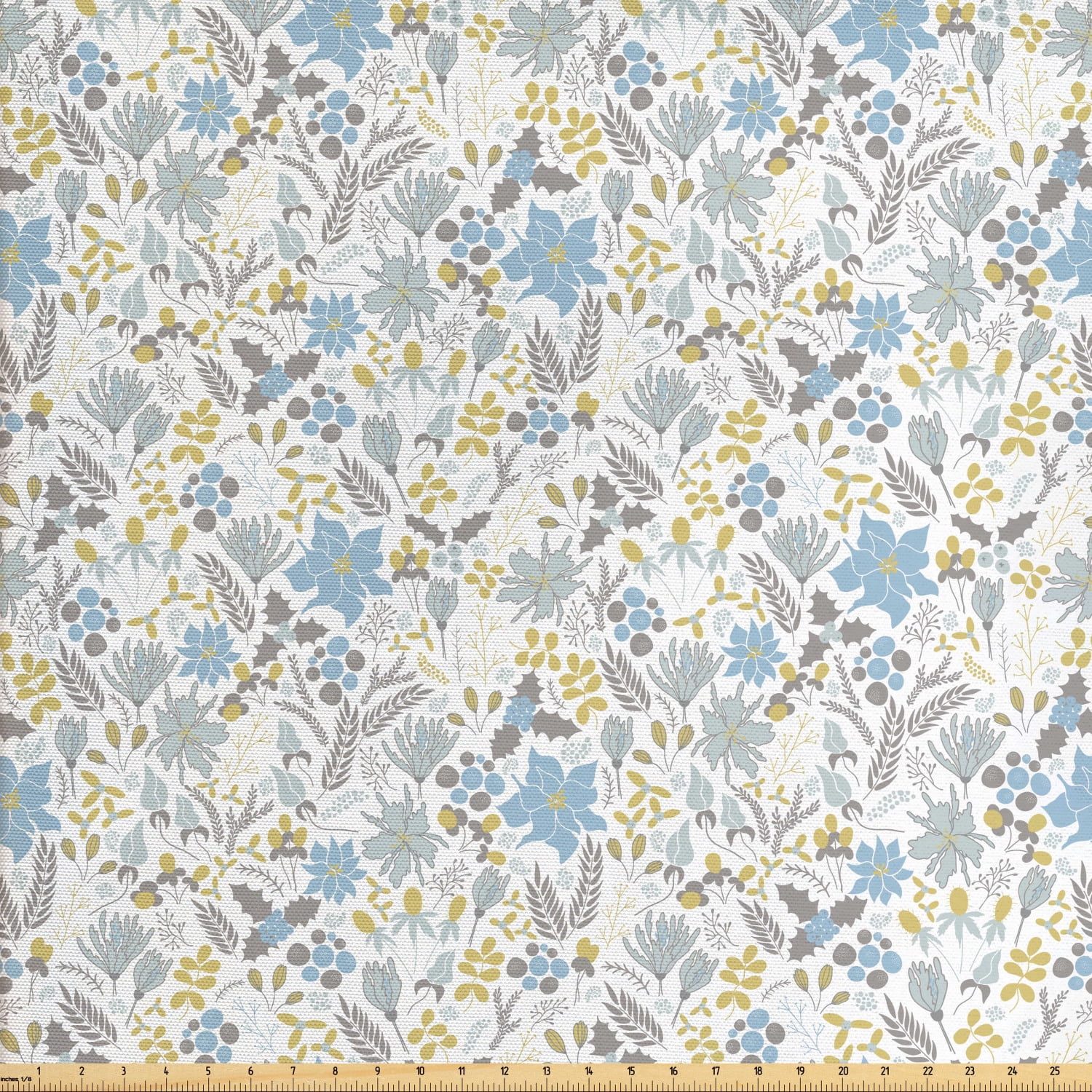 Botanical Fabric by the Yard, Wildflowers and Berries Scattered ...