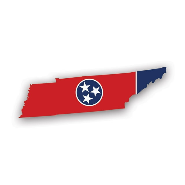 Tennessee State Shaped Flag Sticker Decal - Self Adhesive Vinyl - Weatherproof - Made in USA ...