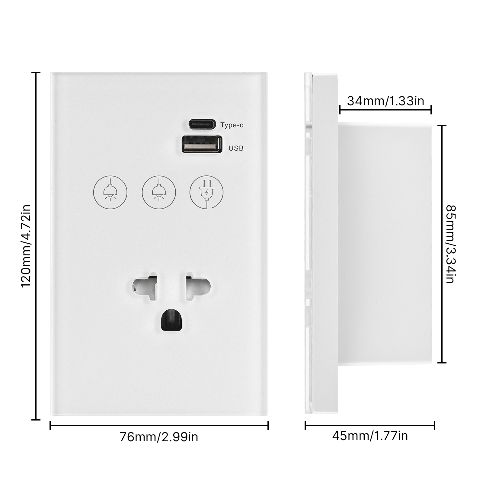 Prise Intelligente, Prise Murale avec Usb Type-c Requis Prise Usb 2 ...