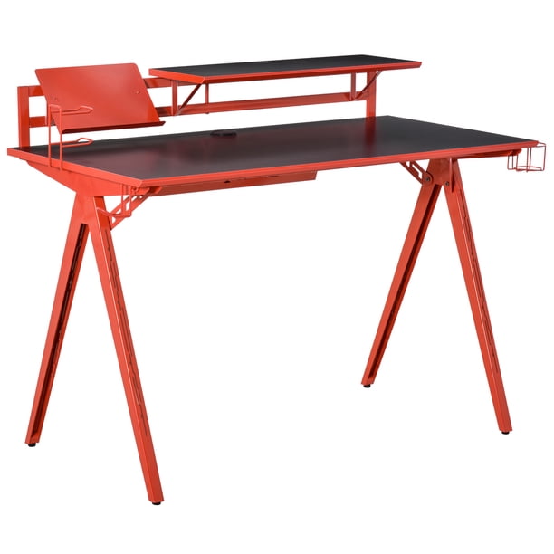 HOMCOM 53" Gaming Desk, Racing Computer Desk with Monitor Shelf ...