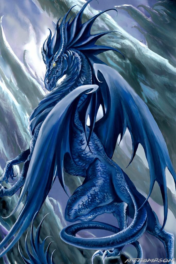 Vortex Blue Dragon by Ruth Thompson Fantasy Poster Drawing Magical ...