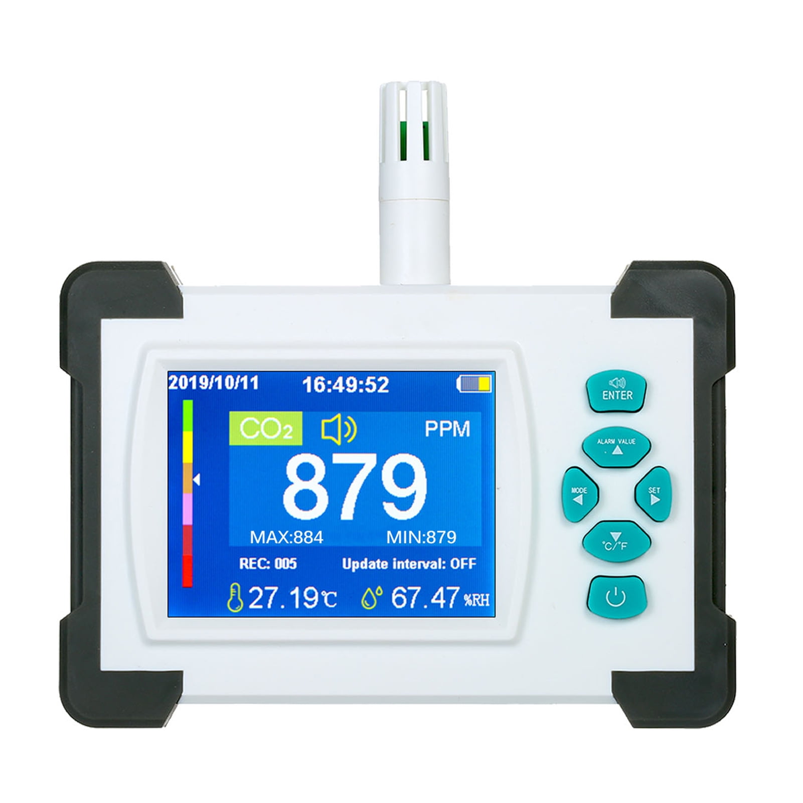 Carbon Dioxide Detector with Rechargeable Battery Portable CO2 Meter ...
