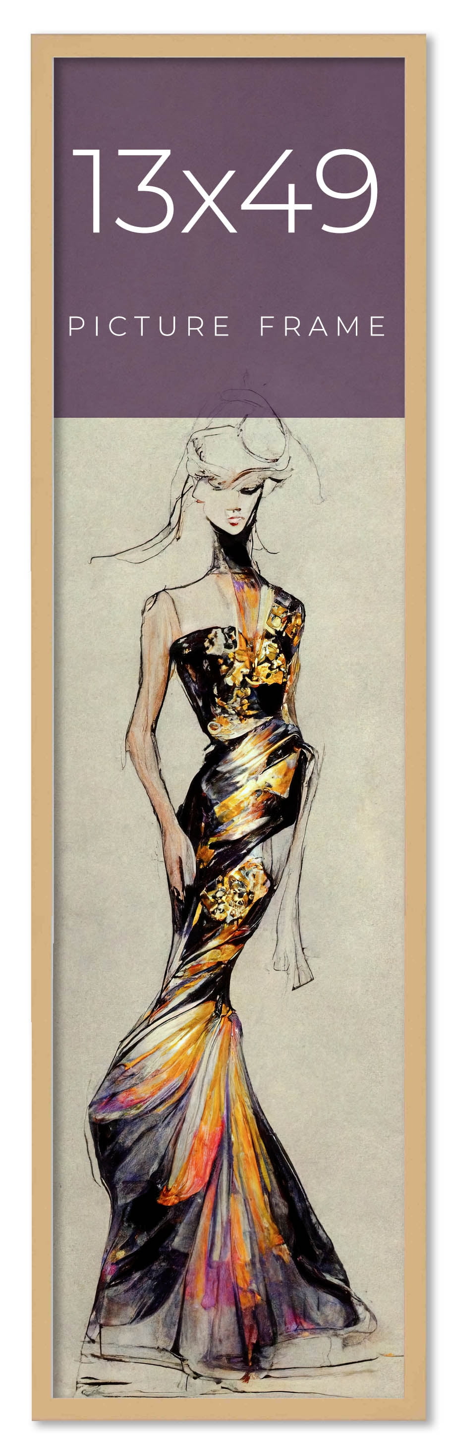 13x49 Shadow Box Frame Brown | 0.875 inches Deep Real Wood Contemporary ...