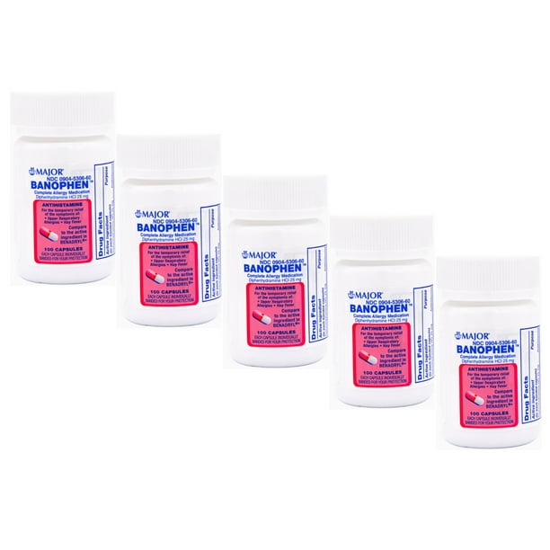 Major Banophen Complete Allergy Medication Diphenhydramine HCI 25mg ...