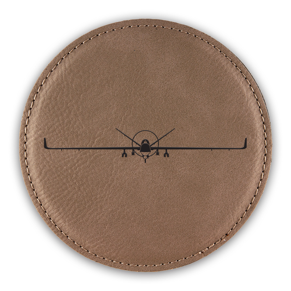 MQ-9B SkyGuardian Coaster Laser Engraved Leatherette - Round Coasters ...