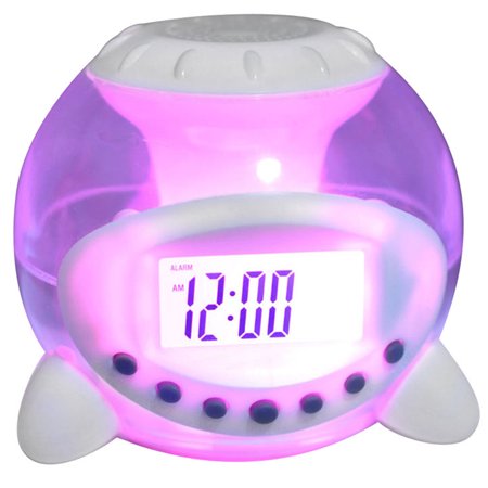 Alarm Clock Creative 6 Nature Sounds Color Changing LED Clock Digital ...
